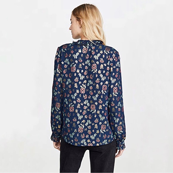 SALONI | Tops | Saloni Nwt Emile Ornate Jacquard Top In Shimmer Navy ...